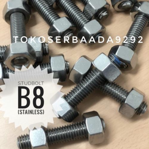Jual Stud Bolt + Nut SUS 304 5/8" inch x 3-1/2" inch ; Baut Stud 5/8 x ...