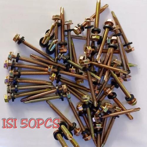 Jual Baut Sekrup Sekrup Baja Ringan Roofing Galvalum Driling Uk 50/60 ...
