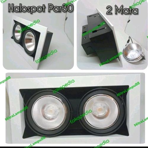 Jual Kap Lampu Downlight Par30 2Gang Halospot Grill Box isi 2 Spotlight ...