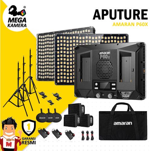 Promo Paket Amaran P60x Bi-Color LED Panel 3-Lampu with Softbox Grid ...