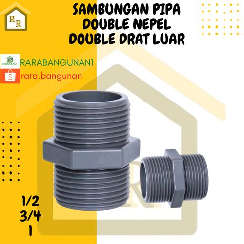 Jual SAMBUNGAN PIPA NEPEL/DOUBLE NEPEL/DOUBLE DRAT LUAR UKURAN 1/2" 3/4" 1" - 1/2" - Kota ...