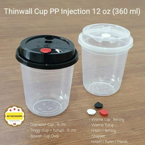 Jual Gelas Cup PP Injection 12 oz OVAL 12oz 380ML PREMIUM (Harga per ...