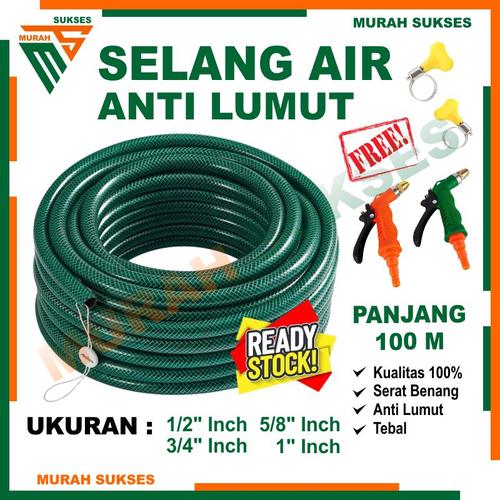 Jual 100 METER SELANG AIR SERAT BENANG HIJAU ANTI LUMUT 1/2 5/8 3/4 1 INCH - 100 Meter, 1/2 Inch ...