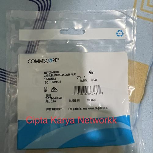 Jual Modular Data AMP Commscope Cat6 black Modul Jack Commscope Cat 6 ...