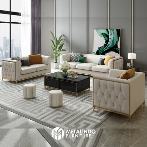 Jual satu set sofa tamu minimalis modern, sofa tamu stainless gold ...