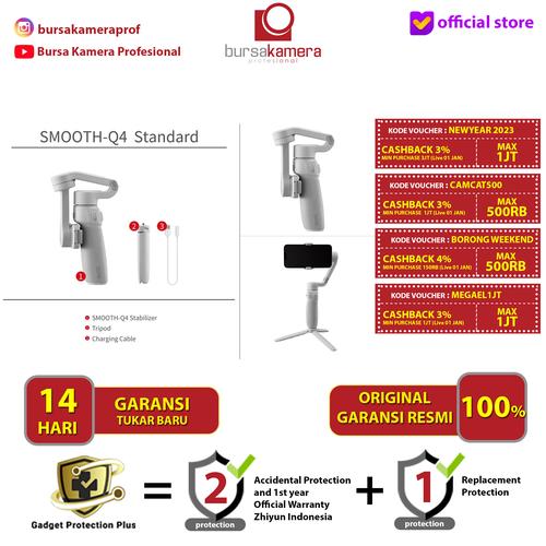Promo Zhiyun Tech Smooth Q4 / Q 4 Smartphone Gimbal Stabilizer GARANSI RESMI - Combo Cicil 0% 3x ...