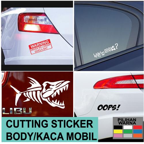 Jual Stiker Unik Lucu Body Kaca Mobil Cutting Sticker Monster Fish Bone ...