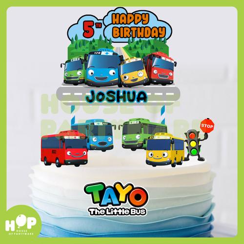 Jual Cake Topper BUS TAYO + Custom Nama / Hiasan Kue Ulang Tahun - Kab ...