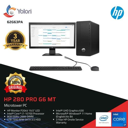 Promo HP 280 Pro G6 Microtower i7-10700 8GB 1TB UHD Win 11 Home + LED ...