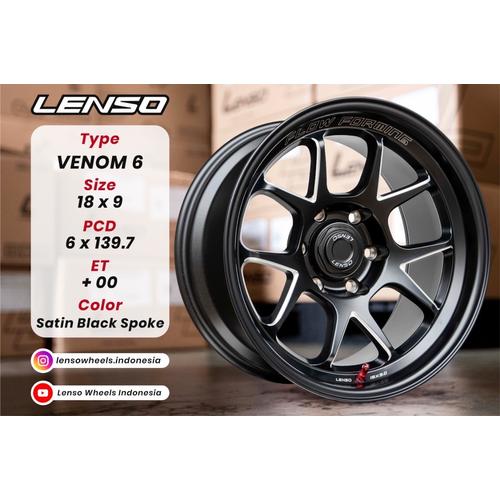 Jual Velg ORIGINAL Lenso VENOM 6 ring 18x9 PCD 6x139.7 - BLACK SATIN ...