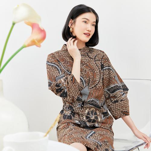 Jual NONA RARA-Dress Lesi Sogan D0388,Dress kerja batik wanita modern ...