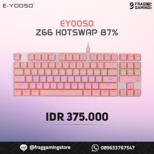 Jual E-YOOSO EYOOSO Z66 Z-66 HOTSWAP MECHANICAL KEYBOARD 87% PINK ...