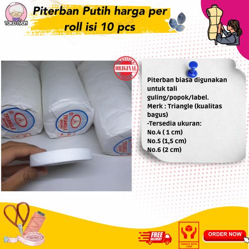 Jual Piterban Putih Polos per roll isi 10 pcs - no 6 lebar 2 cm ...
