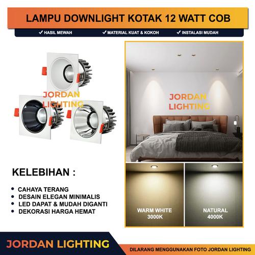 Jual Lampu Downlight Kotak Bulat 12 Watt LED COB Spotlight Warm White ...