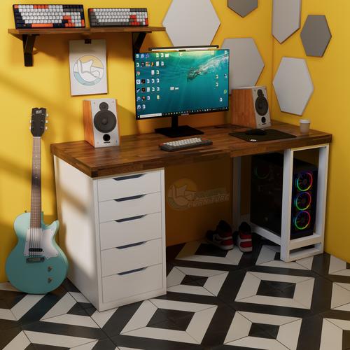Jual Meja Komputer Custom Pc Kerja Gaming - Desk Setup - Putih - Kab ...