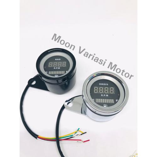 Jual speedometer bulat digitar 2in1 RPM & Fuel meter bensin motor ...