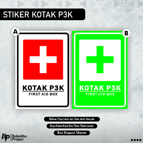 Jual sticker kotak p3k safety k3 / sticker first aid box - A, 7,5x10cm ...