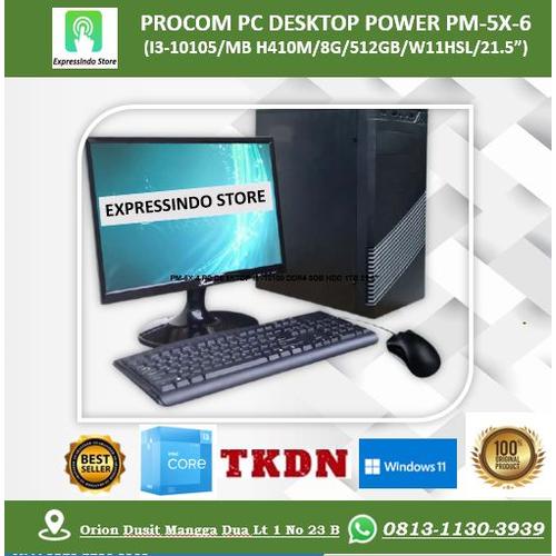 Jual PC DESKTOP TKDN PROCOM POWER PM-5X-6 I3-10105/8G/512G/W11HSL/21.5 - Jakarta Pusat ...