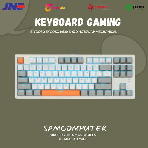 Jual Keyboard EYOOSO K620 K-620 HOTSWAP MECHANICAL 87% WHITE GREY ...