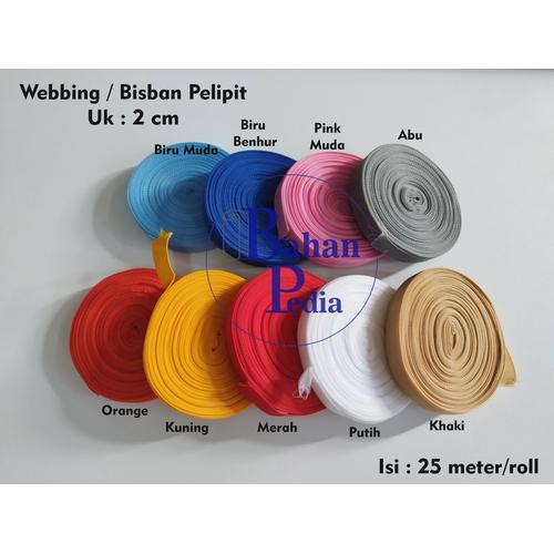 Jual [Roll 25meter] Tali Webbing Bisban Plipit Pelipit Bungkus PP 2cm ...