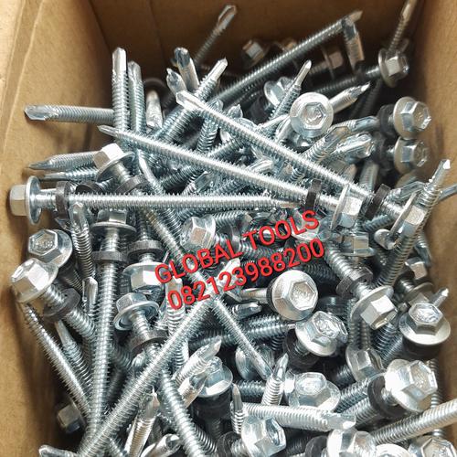 Jual roofing galvanis 12x70 hex sds screw m5 galvanis rubber washer ...