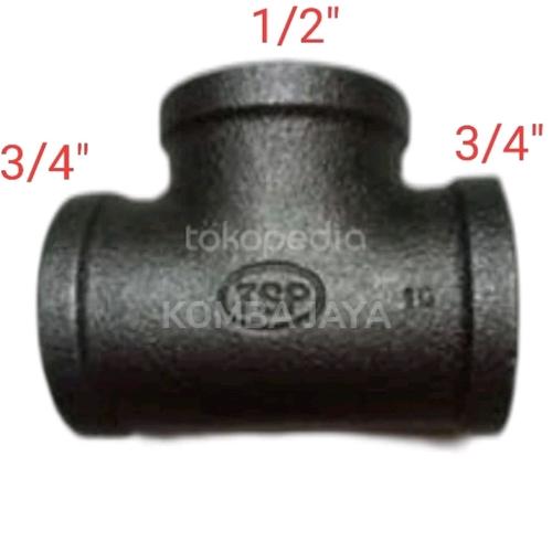 Jual TEE 1/2×3/4 inch BESI DRAT BLACK STELL / GALVANIS TSP - GALVANIS ...