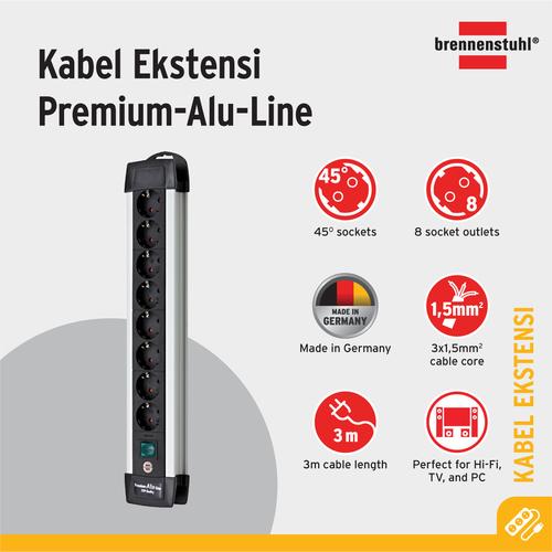 Jual Brennenstuhl Premium Alu Line Stop Kontak 8 Lubang Socket - 3m ...