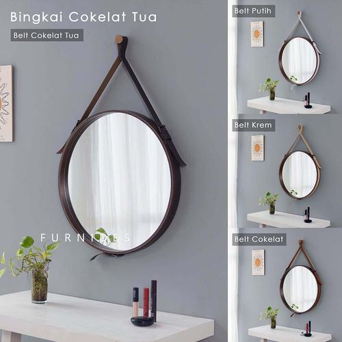 Promo Cermin Bulat Diameter 60 cm | Tali BELT | Frame PLYWOOD Motif ...