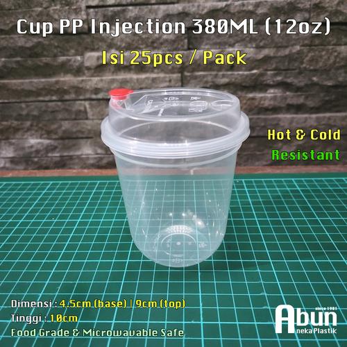 Jual Cup PP Injection 380ml (12oz) Oval Isi 25pcs (Plus Lid+Cap) - Cap ...