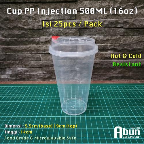 Jual Cup PP Injection 500ml (16oz) Isi 25pcs (Plus Lid+Cap) - Jakarta ...