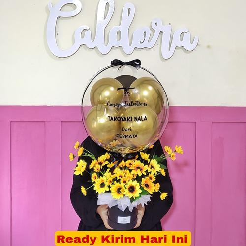 Jual bunga matahari box balon bunga bouquet bucket balon bloom box ...