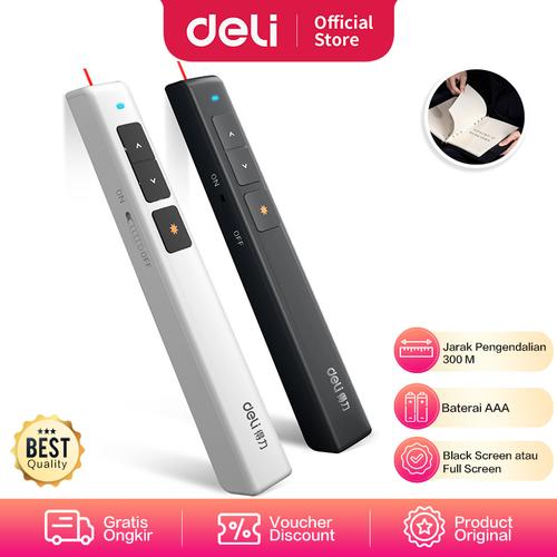 Jual Deli Laser Pointer + Presenter Wireless USB Pen Laser Jarak 30M ...