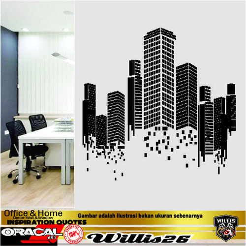 Jual Wall Stiker Bangunan Gedung Hiasan Dinding Sticker Kaca Quotes ...