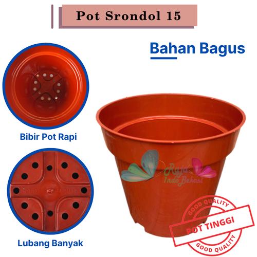 Jual Pot Tinggi 15cm Srondol Coklat Merah Bata bunga plastik 15 cm ...