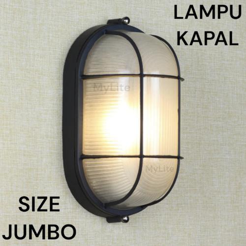 Jual Lampu Kapal Ball Ice Oval E27 Outdoor JUMBO SIZE 28CM Hitam - Kota ...