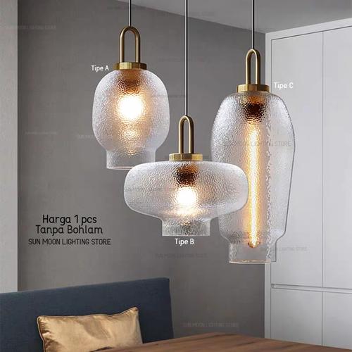 Jual Lampu gantung gold kaca texture ruang tamu meja makan modern ...