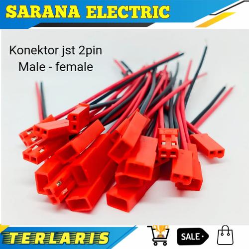 Jual SOCKET MERAH JST KABEL 2 PIN 2P 10CM ( MALE + FEMALE ) QUICK CONNECTOR - Kab. Bogor ...