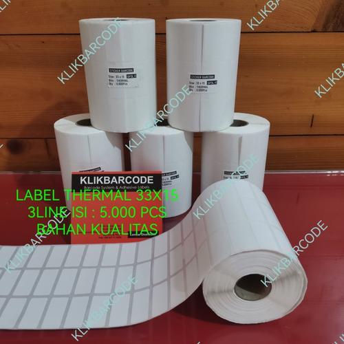 Jual LABEL BARCODE 33 X 15 mm KERTAS STICKER THERMAL 33x15 mm 3 LINE ...