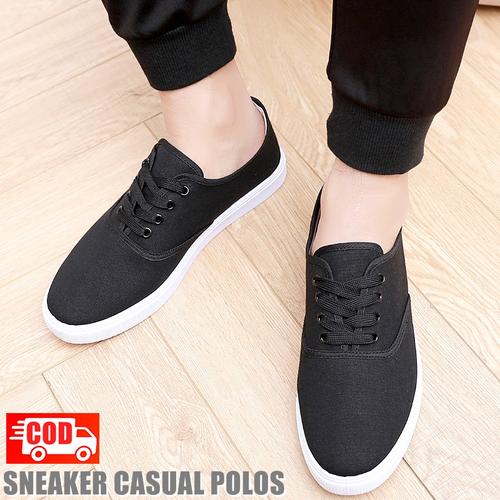 Jual SEPATU HITAM POLOS PRIA FAN CASUAL SNEAKERS KETS PRIA COWOK ...
