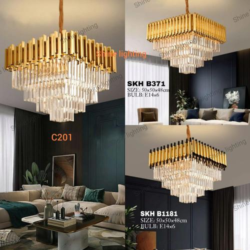 Jual Lampu gantung frame kristal modern ruang tamu ruang makan gold ...
