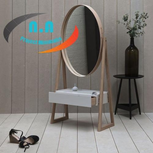 Jual arch mirror standing kayu jati,kaca cermin bulat,mirror frame kayu ...