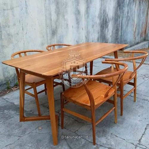 Jual Kursi Meja Makan Minimalis Wishbone Dari Kayu Jati Jepara - MEJA 120CM - Kab. Jepara ...