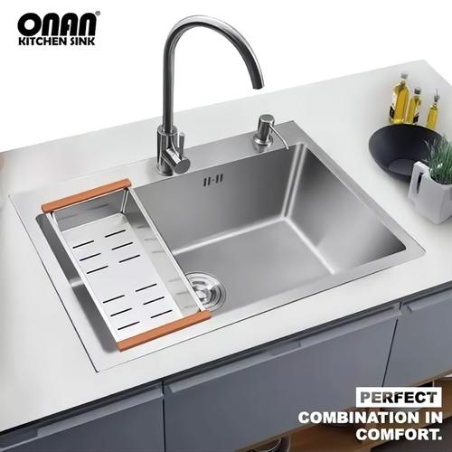 Jual Kitchen Sink ONAN 7050 Stainless Steel 304 1 Lubang Besar - Kran ...