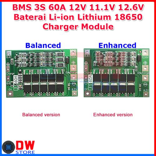 Jual BMS 3S 60A 12V 11.1V 12.6V Baterai Li-ion Lithium 18650 Charger ...