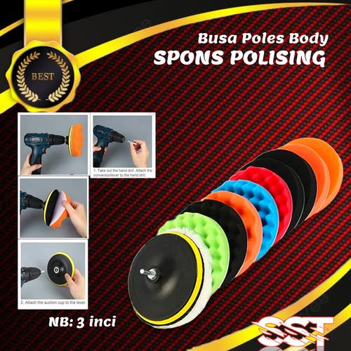 Jual Busa Poles Body Motor Mobil 5 inch 12 pc Wax Polish Spons Compound ...