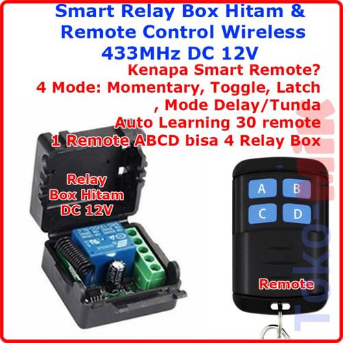 Jual Smart Saklar Switch Wireless Relay Box Hitam Remote Control DC 12V ...