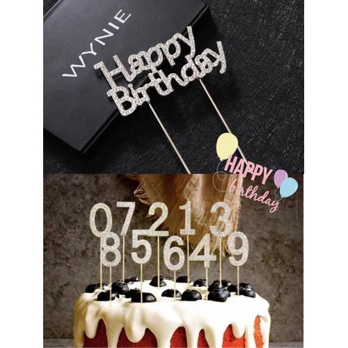 Jual CAKE TOPPER UCAPAN HAPPY BIRTHDAY DAN ANGKA 0-9 BAHAN BESI SILVER ...