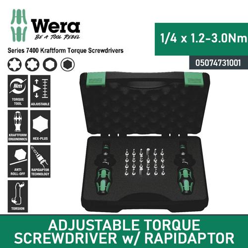 Jual Obeng Torsi Set Wera 05074738001 Torque Screwdriver 0.3-3.0Nm - 26 ...