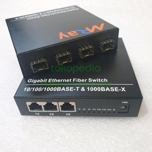 Promo Fiber Optic Switch Hub 4SFP + 3LAN 1Gbps S4003T 4 port FO + 3 UTP ...