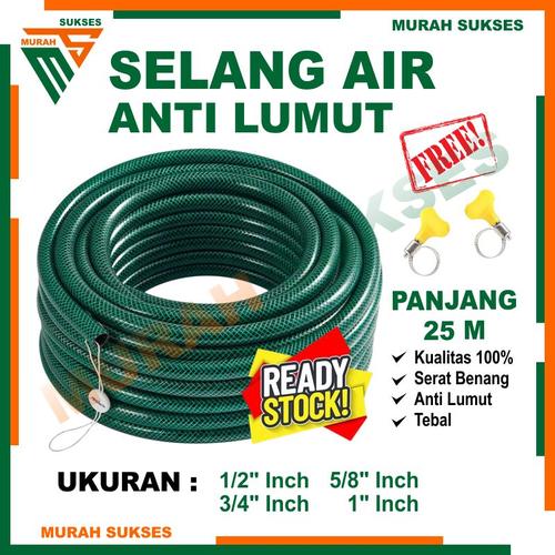 Jual 25 Meter Selang Air Serat Benang Hijau Anti Lumut 1/2 5/8 3/4 1 ...